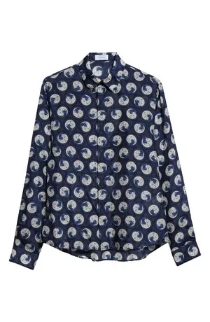 Off-White Moon Print Silk Button-up Shirt