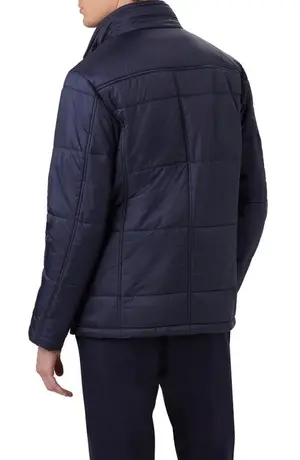 Bugatchi Water Repellent Quilted Jacket - Navy