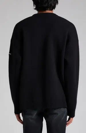 Balenciaga Oversize Double Face Wool Blend Crewneck Sweater - Black