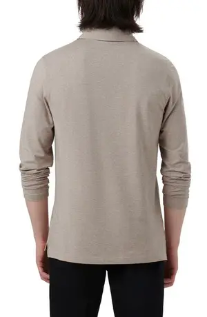 Bugatchi Long Sleeve Stretch Cotton Knit Polo - Chestnut