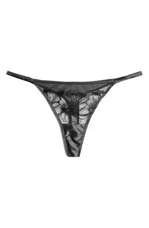 ETAM Amaryllis Embroidered Thong - Black