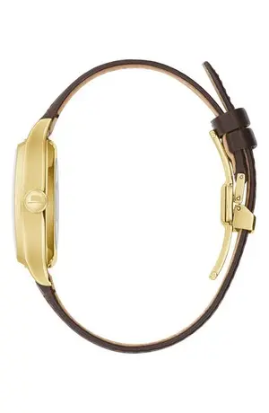 Bulova Frank Sinatra Young At Heart Leather Strap Watch - Gold-tone