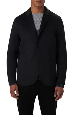 Bugatchi Wool Blend Double Button Blazer Anthracite