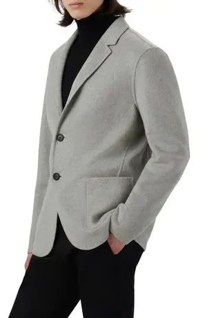 Bugatchi Wool Blend Double Button Blazer - Platinum