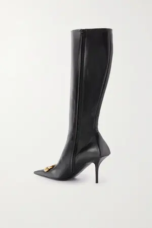 Balenciaga Embellished Leather Knee High Boots