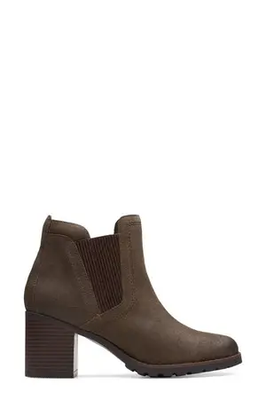 Clarks Leda Up Ankle Bootie - Dark Olive