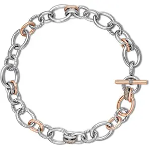 David Yurman Mercer™ Mélange Pavé Diamond Link Necklace - Sterling Silver/18k Rose Gold