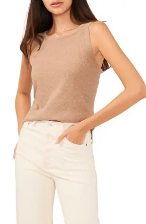 Vince Camuto Back Cutout Sweater Tank - Dark Latte Heather