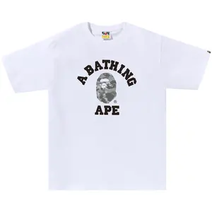 A BATHING APE Honeycomb Camo College Tee /grey - White