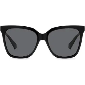 POLAROID 55mm Polarized Square Sunglasses - Black/ Gray Polarized