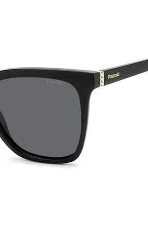 POLAROID 55mm Polarized Square Sunglasses - Black/ Gray Polarized