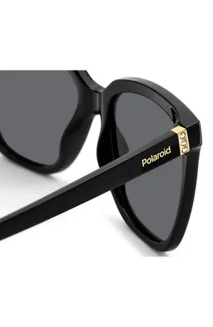 POLAROID 55mm Polarized Square Sunglasses - Black/ Gray Polarized