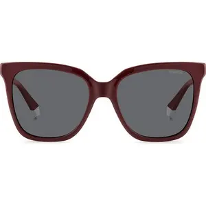POLAROID 55mm Polarized Square Sunglasses - Burgundy/gray Polarized