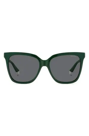POLAROID 55mm Polarized Square Sunglasses - Green/ Gray Polarized