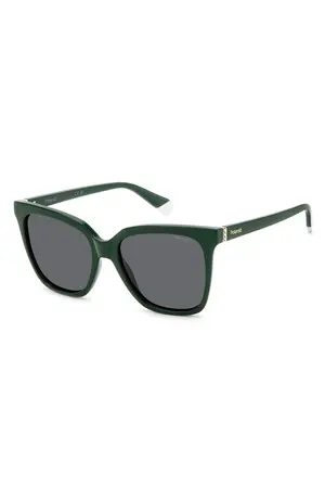POLAROID 55mm Polarized Square Sunglasses - Green/ Gray Polarized