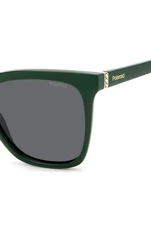 POLAROID 55mm Polarized Square Sunglasses - Green/ Gray Polarized