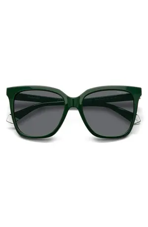 POLAROID 55mm Polarized Square Sunglasses - Green/ Gray Polarized
