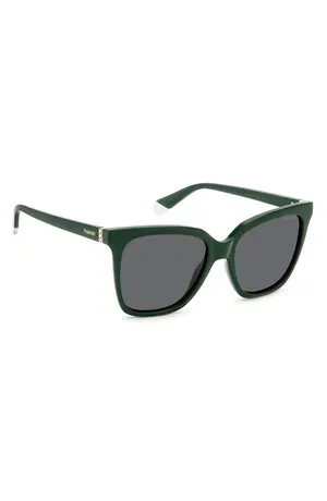 POLAROID 55mm Polarized Square Sunglasses - Green/ Gray Polarized