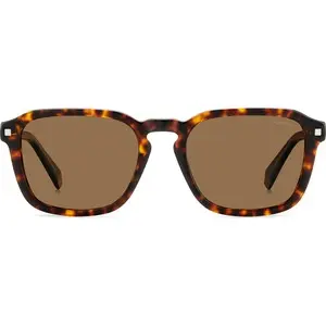 POLAROID 53mm Polarized Rectangle Sunglasses - Havana/bronze Polarized