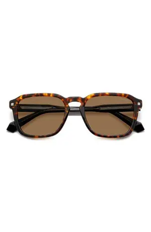 POLAROID 53mm Polarized Rectangle Sunglasses - Havana/bronze Polarized