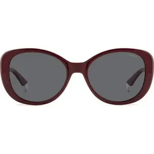 POLAROID 55mm Polarized Round Sunglasses - Burgundy/gray Polarized