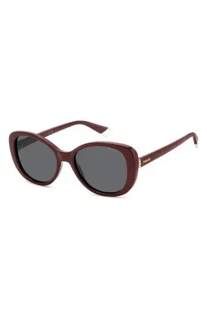 POLAROID 55mm Polarized Round Sunglasses - Burgundy/gray Polarized