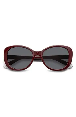POLAROID 55mm Polarized Round Sunglasses - Burgundy/gray Polarized