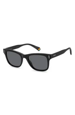 POLAROID 51mm Polarized Square Sunglasses - Black/gray Polarized