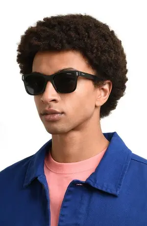 POLAROID 51mm Polarized Square Sunglasses - Black/gray Polarized