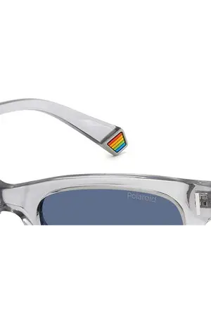 POLAROID 51mm Polarized Square Sunglasses - Grey/blue Polarized