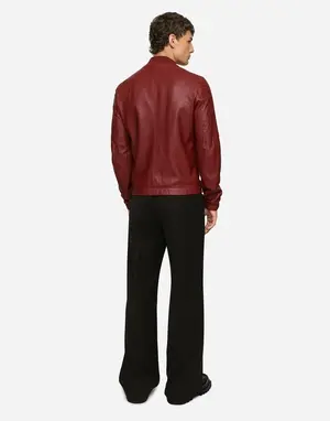 Dolce & Gabbana Leather Jacket With Logo Tag - Bordeaux
