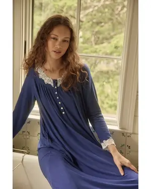 Eileen West Long Sleeve Ballet Nightgown - Navy