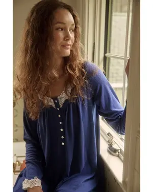 Eileen West Long Sleeve Ballet Nightgown - Navy