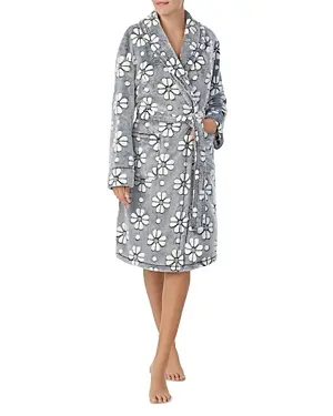Kate Spade New York Long Sleeve Wrap Robe Black