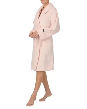 Kate Spade New York Long Sleeve Wrap Robe - Pastry Pink Jacquard