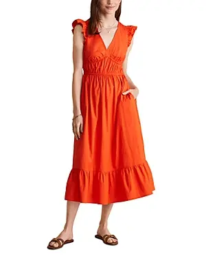 Vineyard Vines Poplin Flutter Midi Dress