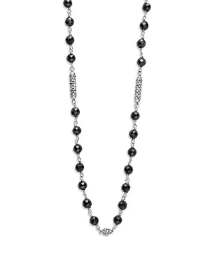 Lagos Sterling Silver Caviar Icon Ceramic Bead Link Necklace - Black/silver