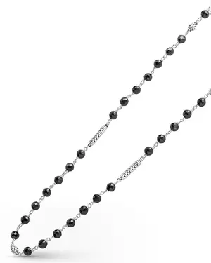 Lagos Sterling Silver Caviar Icon Ceramic Bead Link Necklace - Black/silver