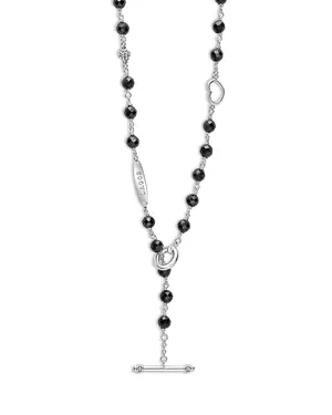 Lagos Sterling Silver Caviar Icon Ceramic Bead Link Necklace - Black/silver