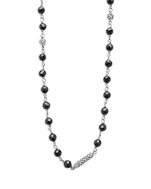 Lagos Sterling Silver, Caviar Icon, And Ceramic Necklace - Black/silver