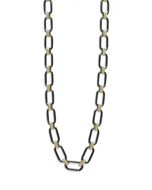 Lagos 18k Yellow Gold And Ceramic Link Necklace - Black/gold