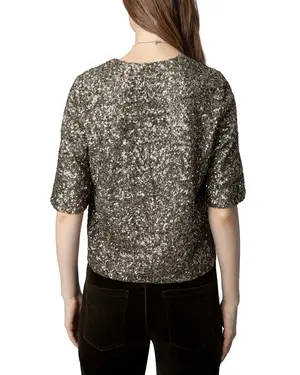 Zadig&Voltaire Tytane Sequin Top - Bronze
