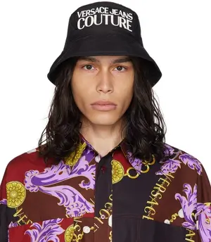 Versace Versace Jeans Couture Black Logo Bucket Hat - El01 Black + White