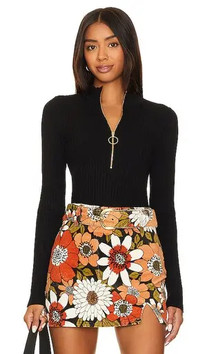 Show Me Your Mumu Charlie Zip Sweater - Black Rib Knit