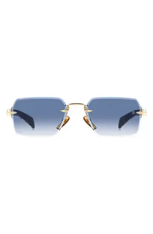 DB EYEWEAR BY DAVID BECKHAM David Beckham Eyewear 56mm Rimless Sunglasses Gold Black/ Blue Shaded