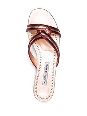 Manolo Blahnik Gasachan Leather Slides