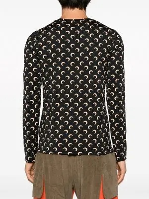 MARINE SERRE Regenerated Second Skin Top With Crescent Moon Print - Black