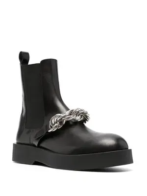 JIL SANDER Chain-link Leather Chelsea Boots