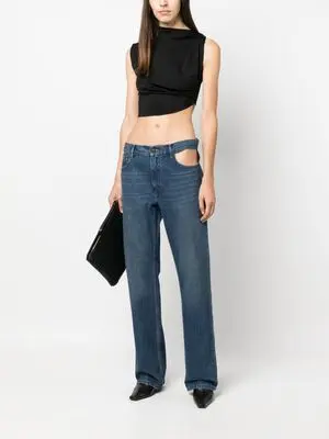 Gauchère Cut-out Straight-leg Jeans - Blue