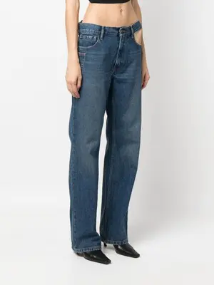 Gauchère Cut-out Straight-leg Jeans - Blue